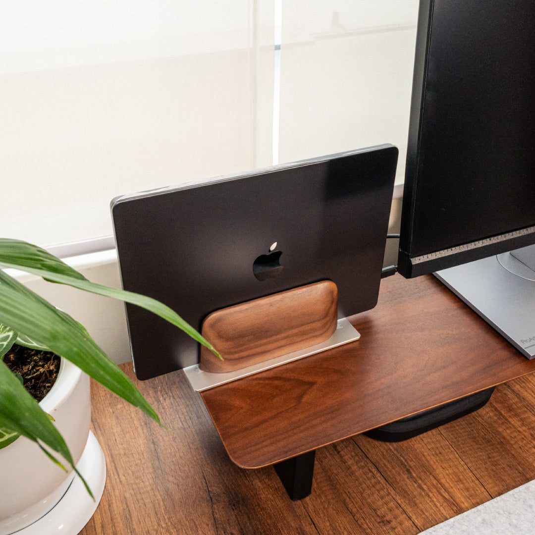 Soporte de Laptop Vertical Ajustable de Madera